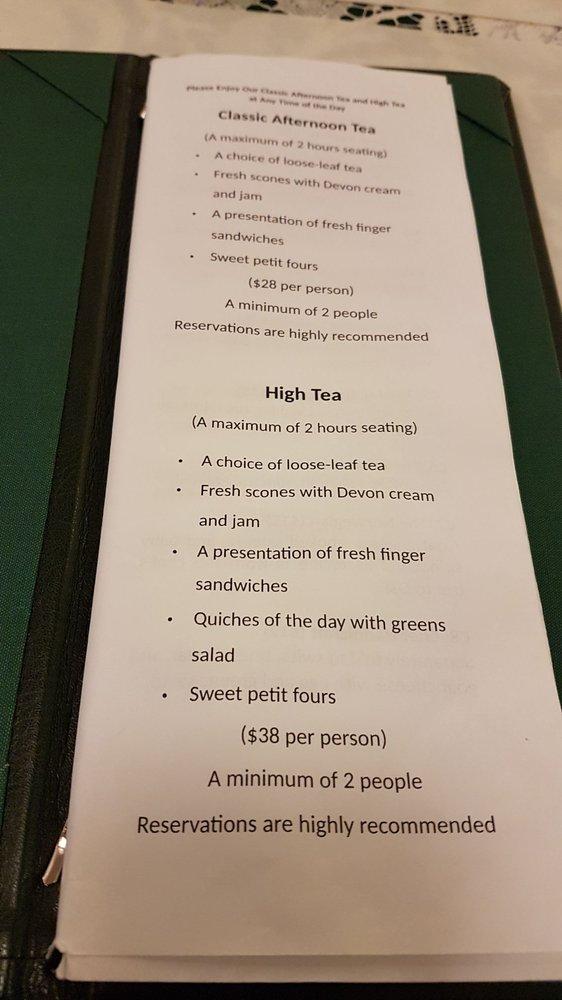 Menu at After Queen Tea Shop cafe, Richmond Hill