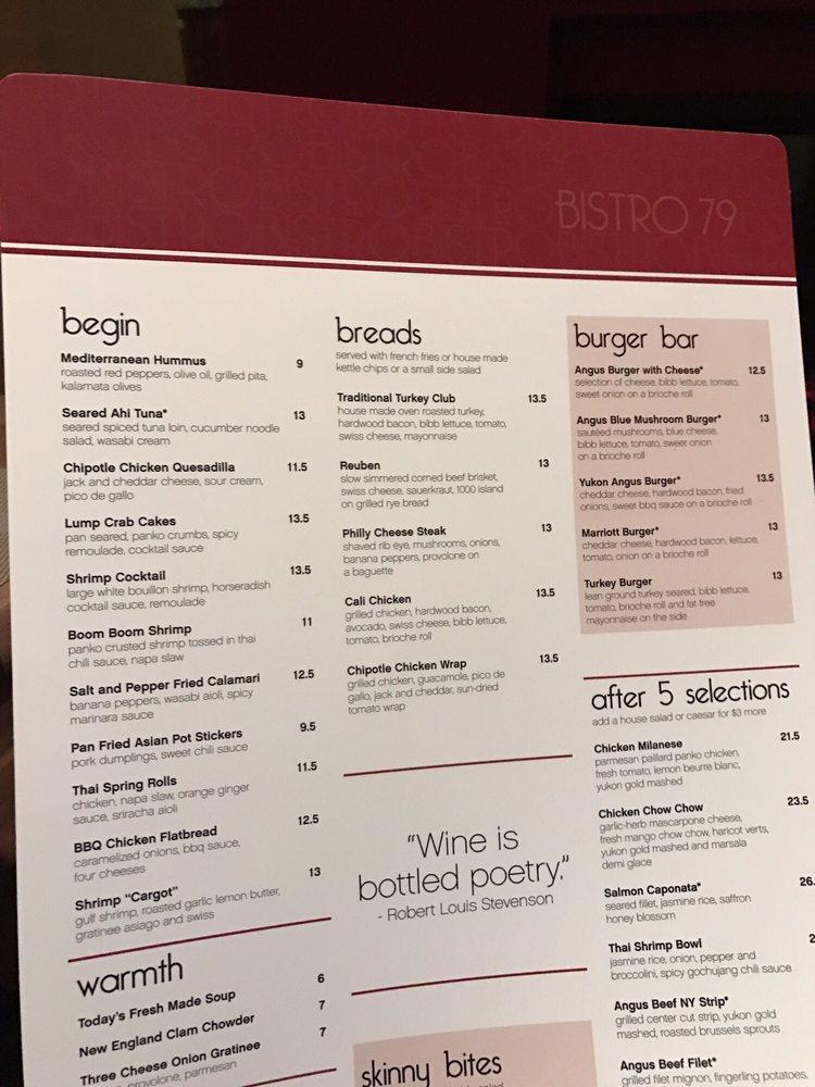 Menu at Bistro 79 pub & bar, Bloomington