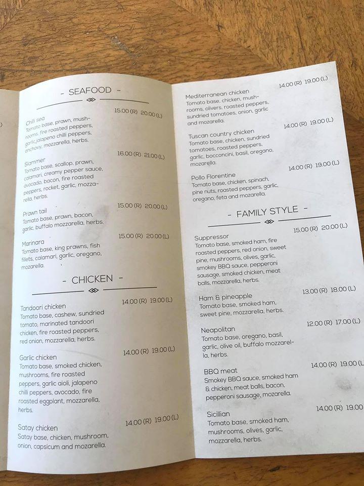 Menu at Da Marino Italian restaurant, Landsborough
