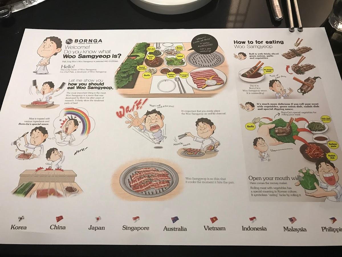Menu at Bornga restaurant, Melbourne, Level 1/178 Little Bourke St