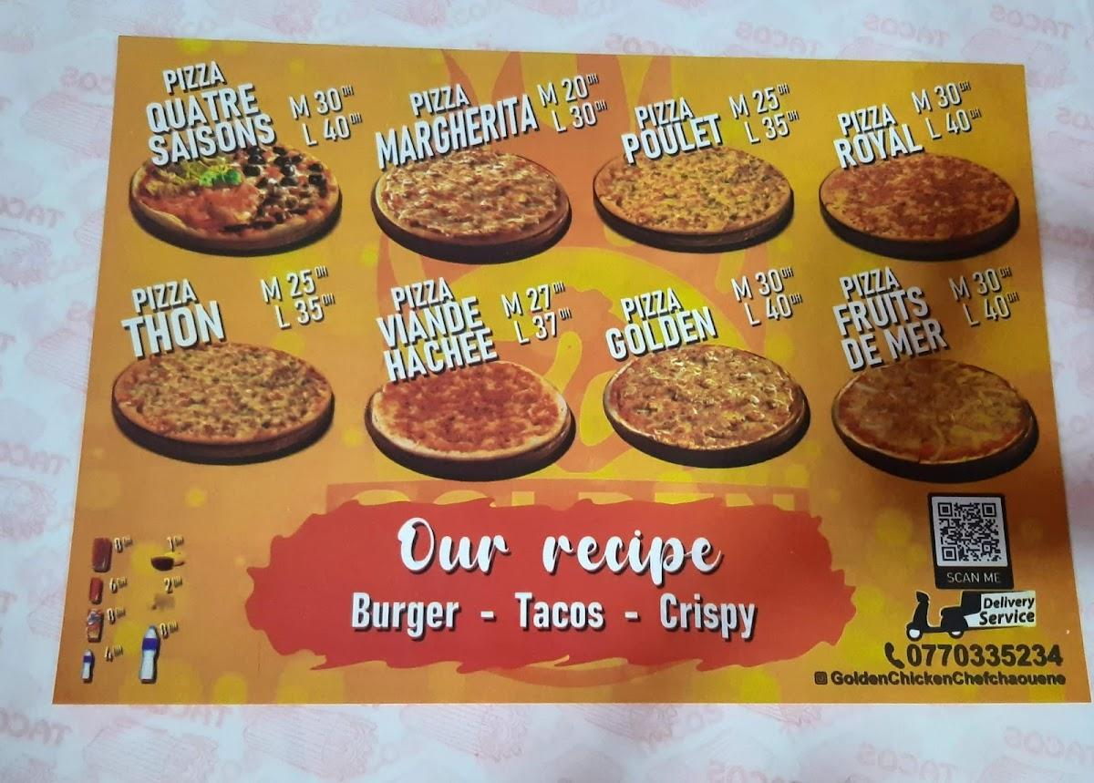 Menu at Golden Chicken restaurant, Chefchaouen