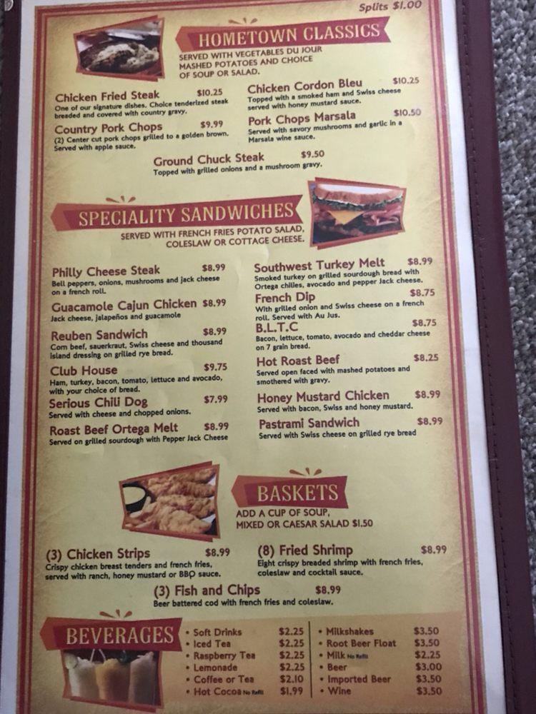 Menu at Hometown Café cafe, Reno