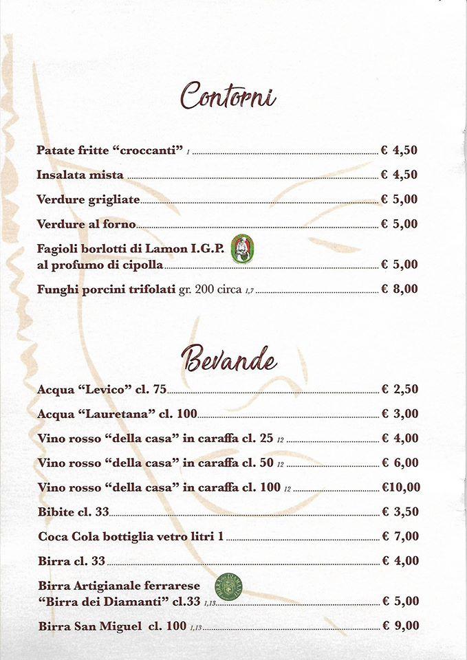 Menu da I Piaceri di Lucrezia ristorante, Ferrara