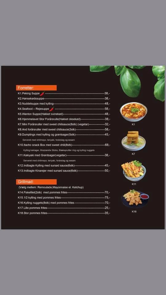 Menu at Itacho Sushi Thai og Kinesisk Take away restaurant, Charlottenlund