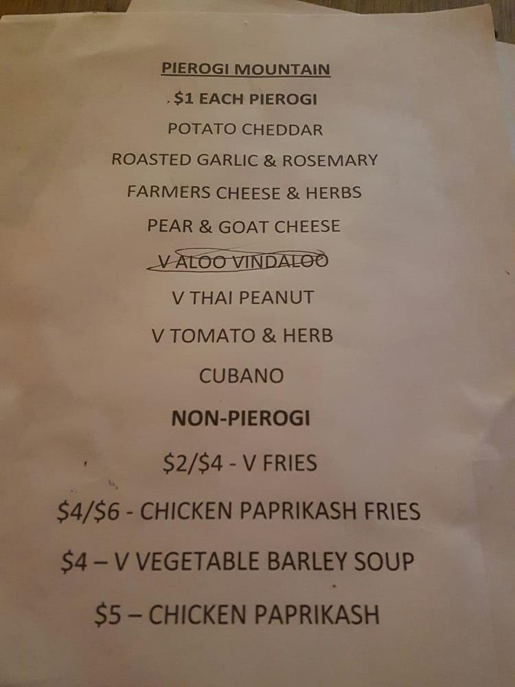 Menu at Pierogi Mountain restaurant, Columbus, 105 N Grant Ave