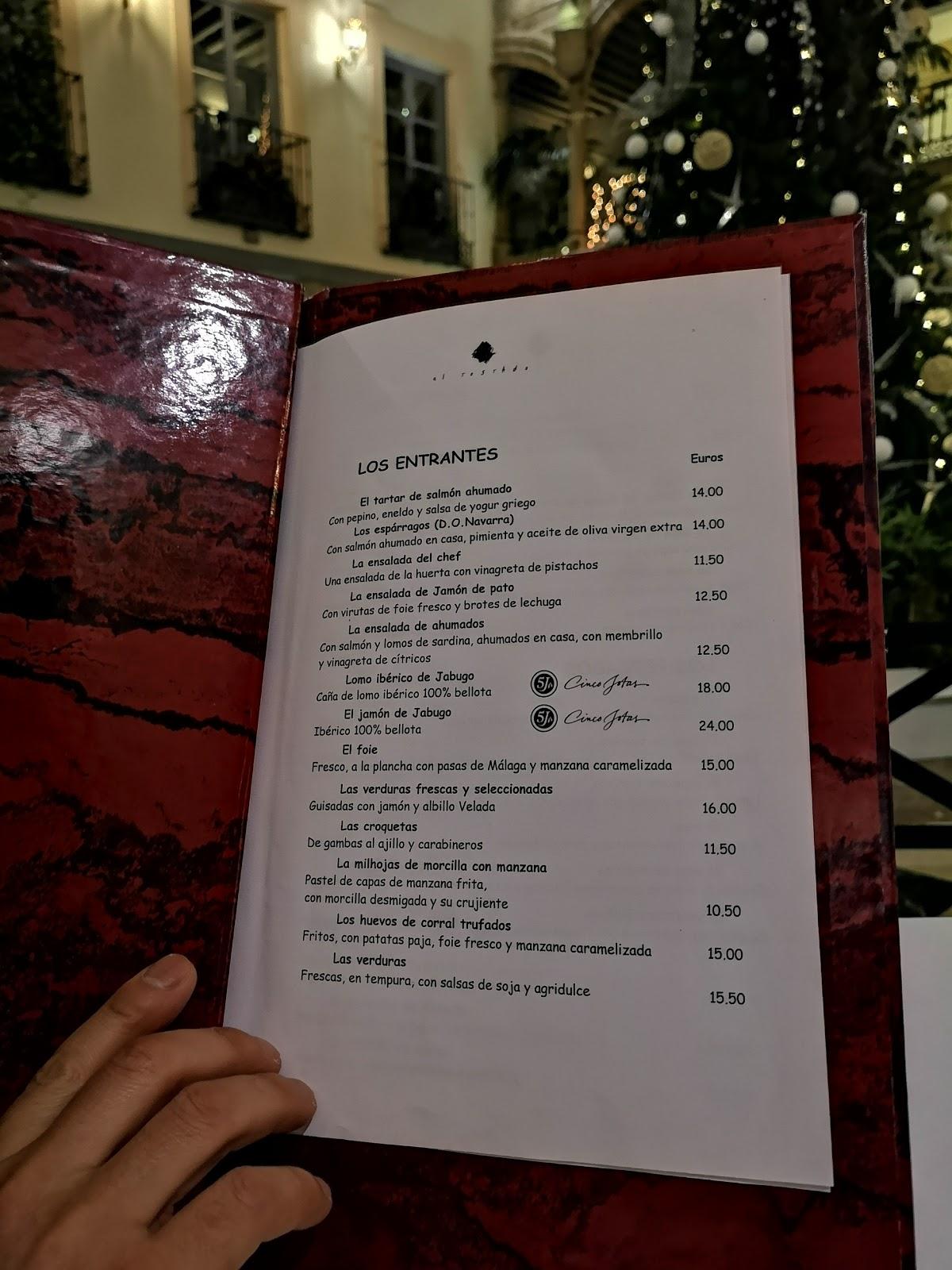 Carta de Restaurante El Tostado, Ávila
