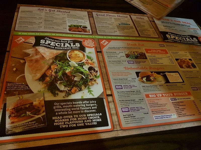 Menu at Sandpiper pub & bar, North Ferriby