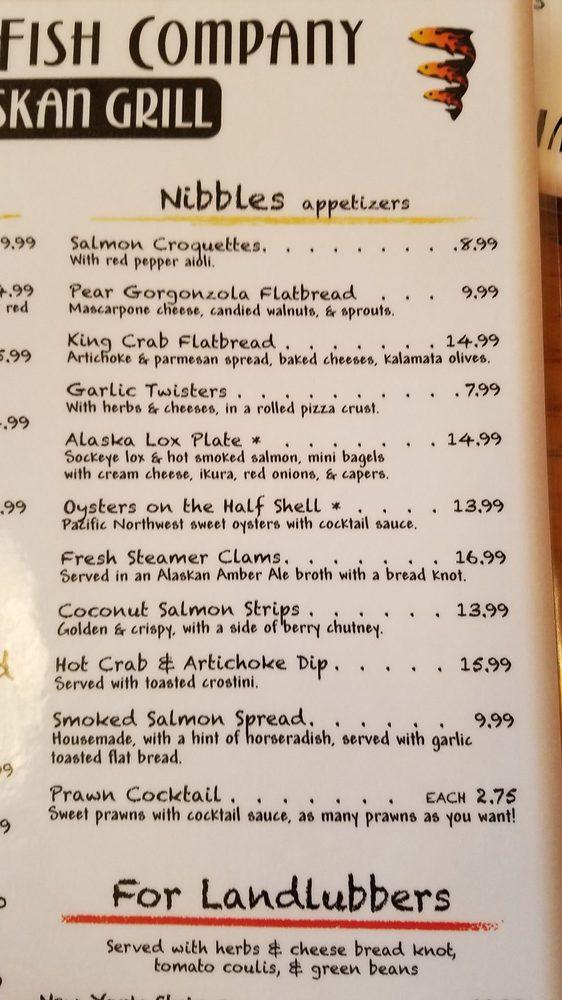 Menu at Twisted Fish Company Alaskan Grill pub & bar, Juneau