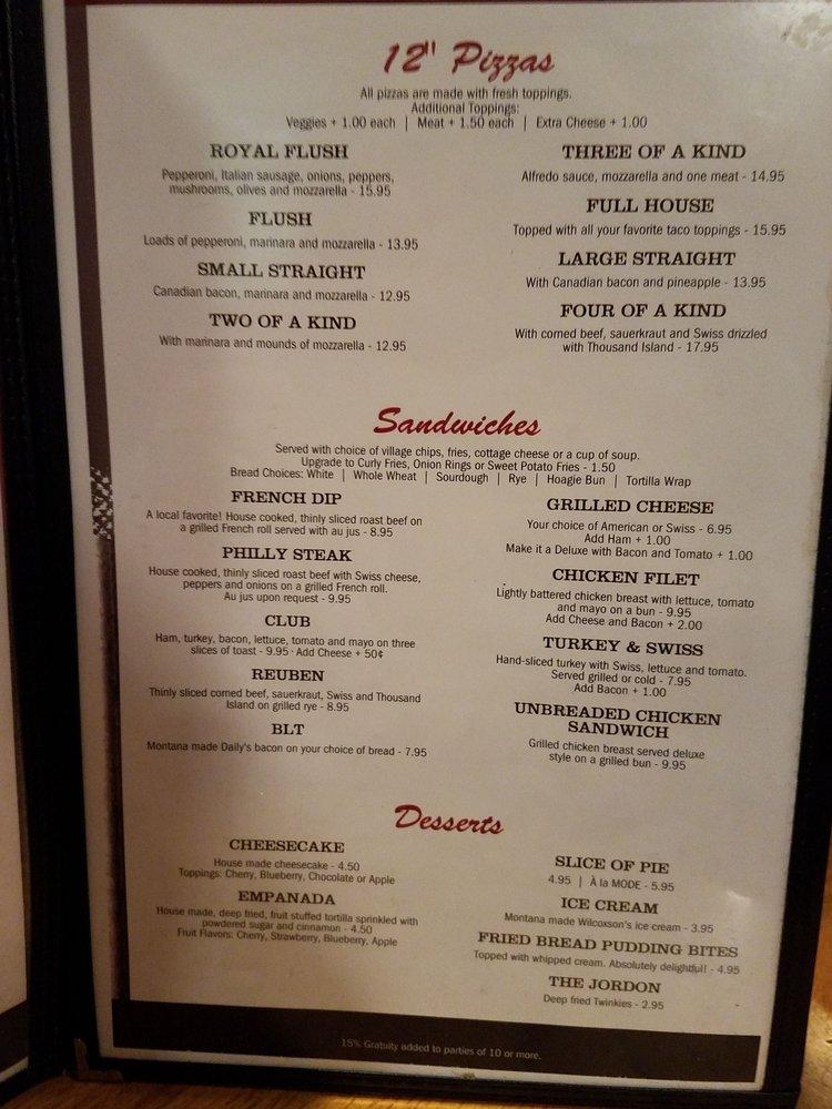 Menu at Village Dining & Lounge pub & bar, Cut Bank