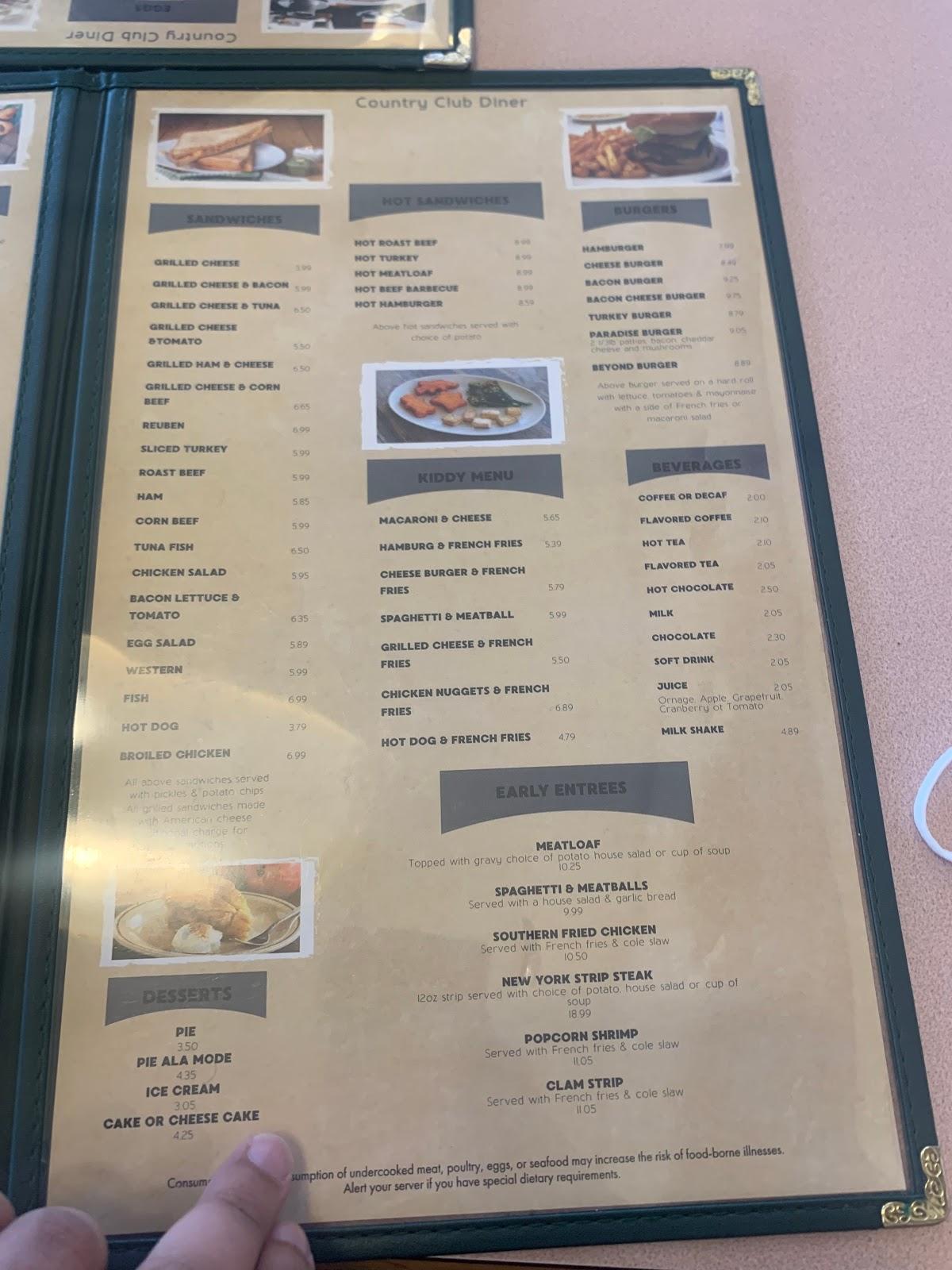 Menu at Country Club Diner, Rochester