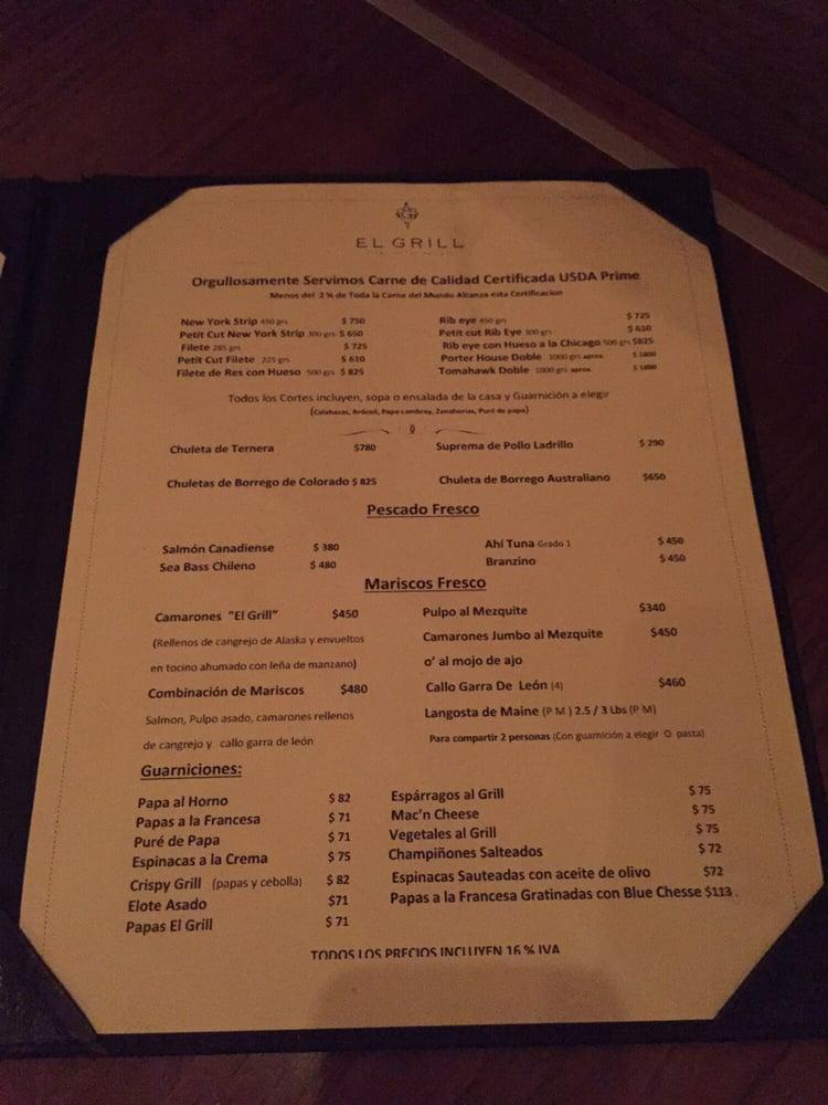 Menu at El Grill Prime Steakhouse Tijuana MX, Tijuana