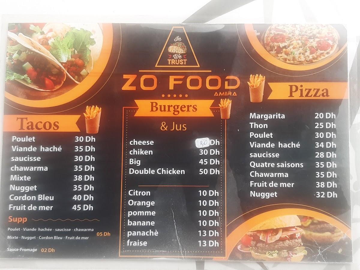 Menu at Zo food restaurant, Temara