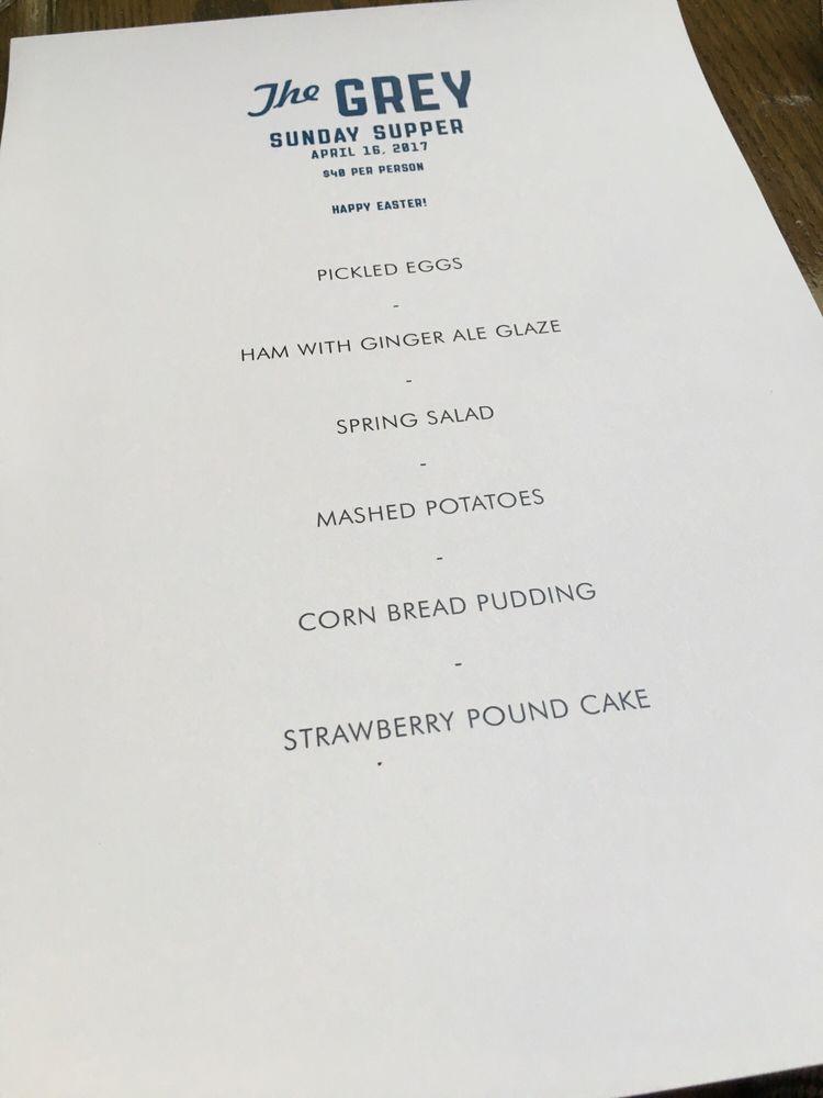 Menu at The Grey restaurant, Savannah