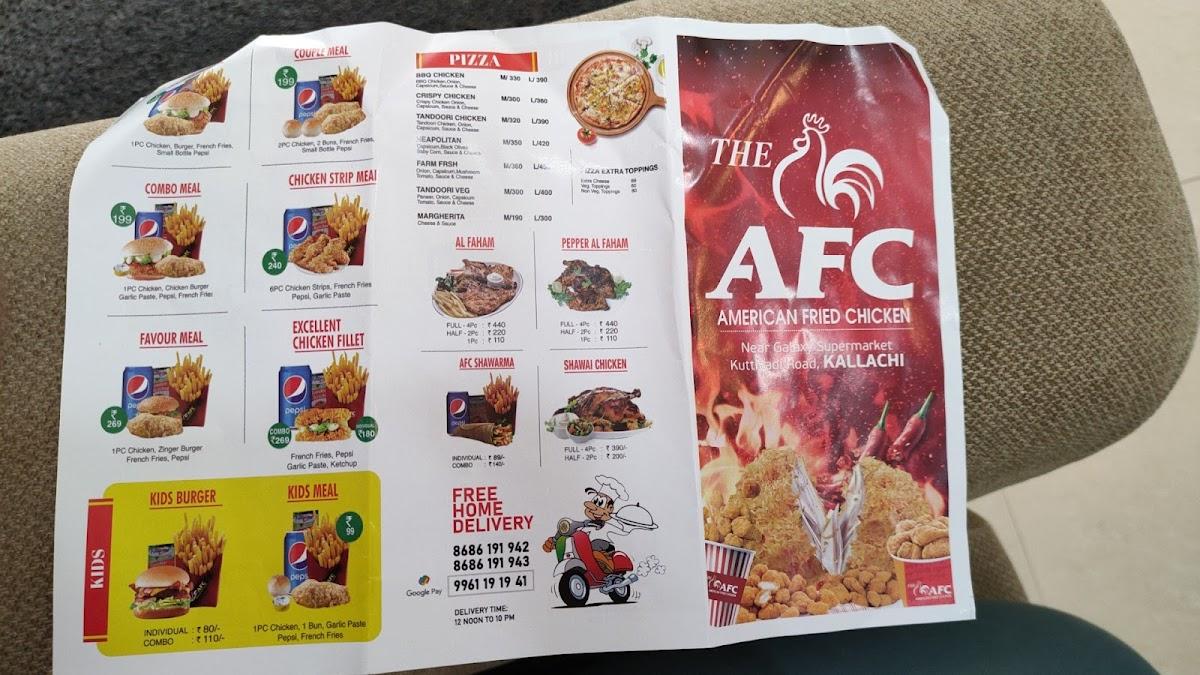 Menu at American Fried chicken-AFC, Nadapuram