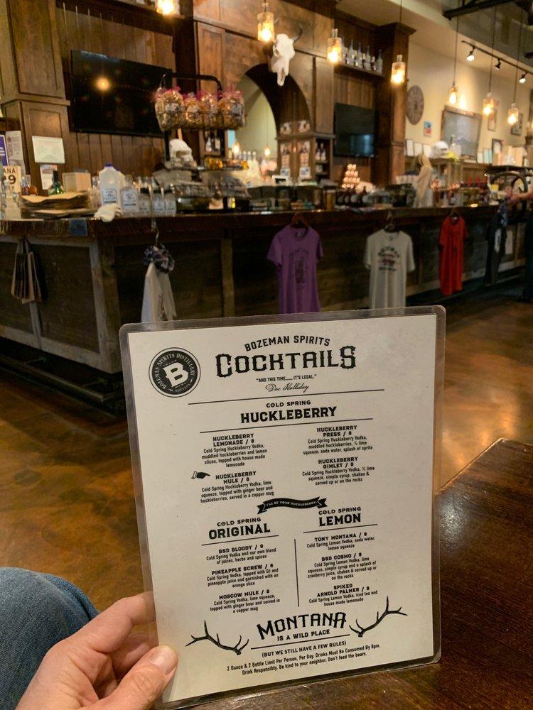 Menu at Bozeman Spirits Distillery pub & bar, Bozeman