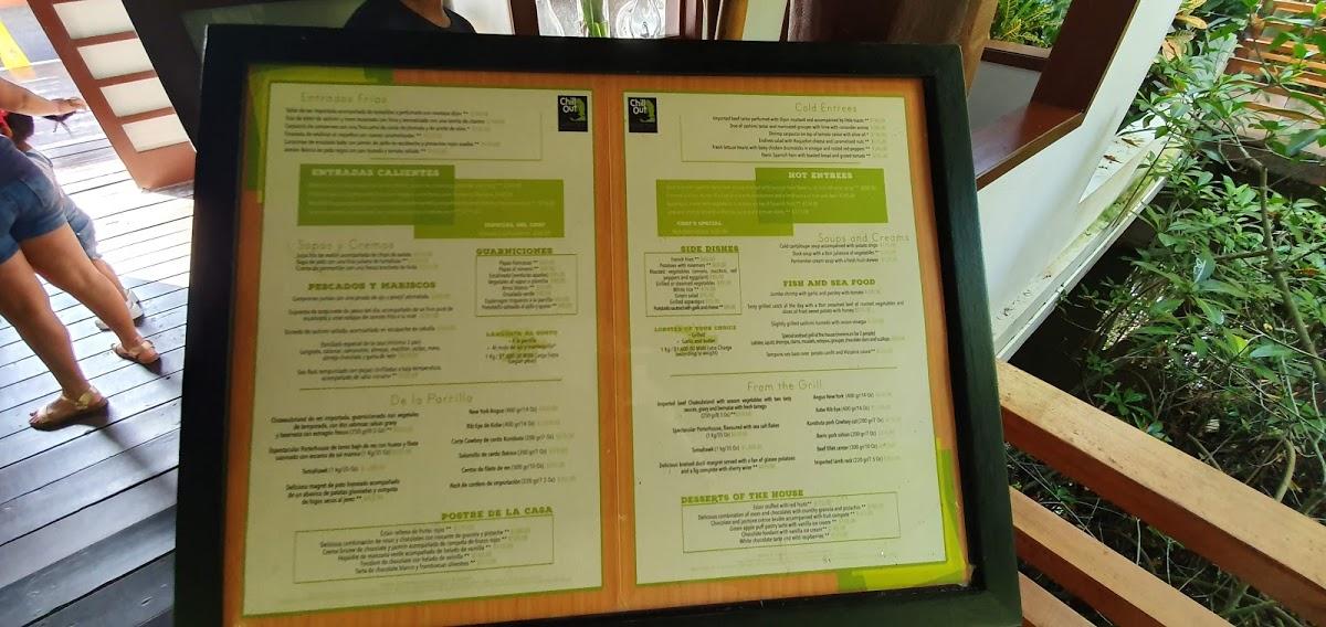 Menu at Chill Out Restaurant BeachClub - Hotel Princess, Playa del Carmen