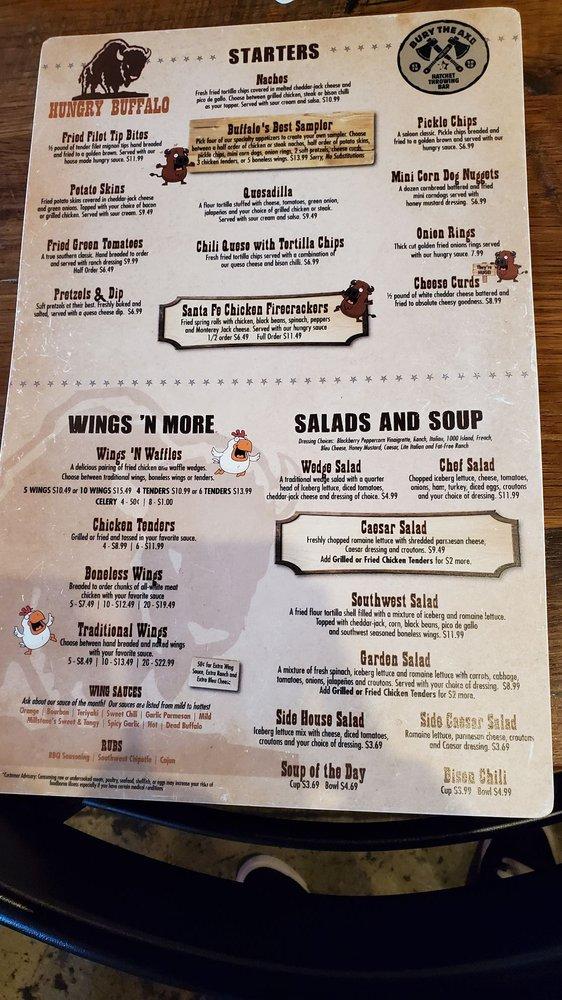 Menu at Hungry Buffalo pub & bar, Logan