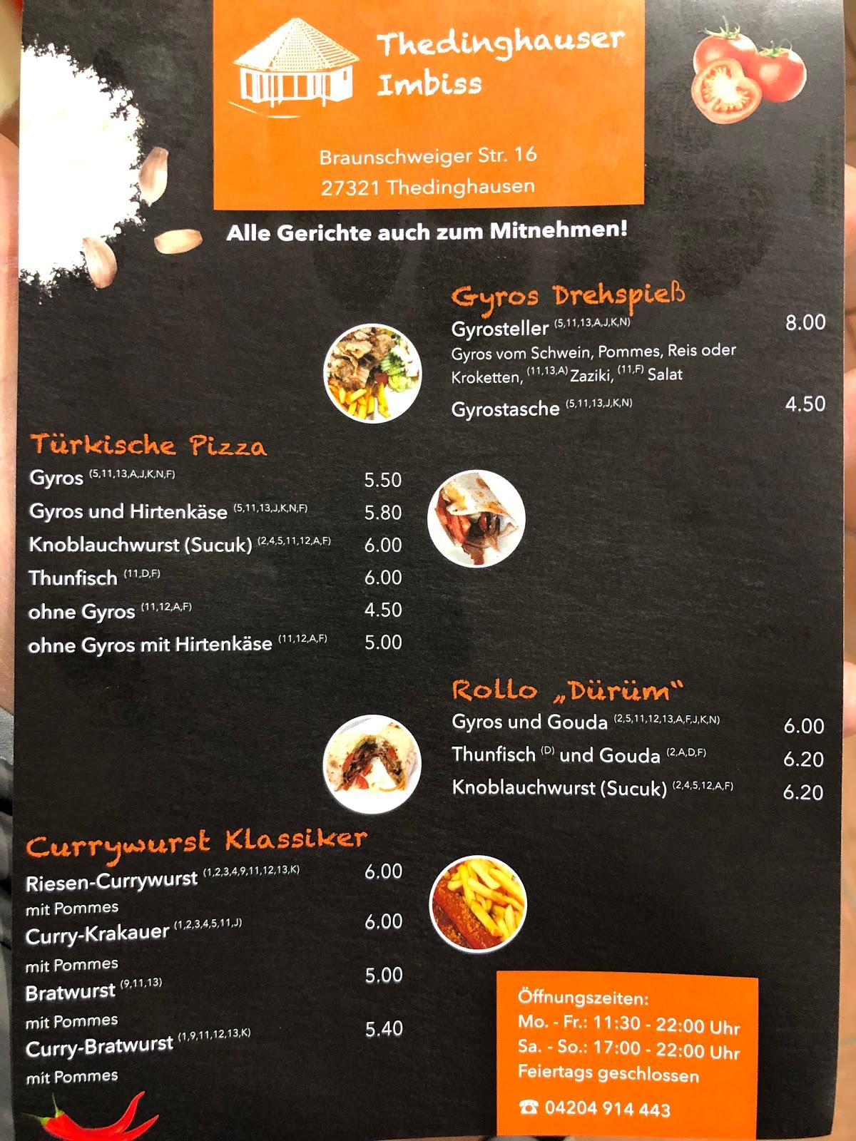 Speisekarte von Thedinghauser Imbiss fast Food, Thedinghausen