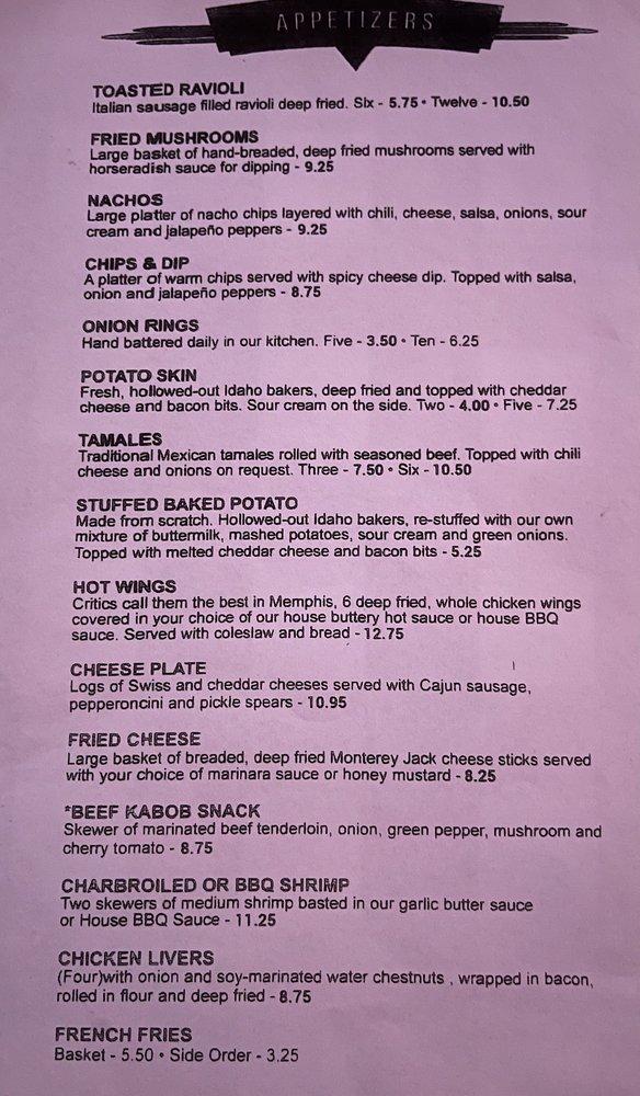 Menu at Belmont Grill pub & bar, Memphis, Poplar Ave