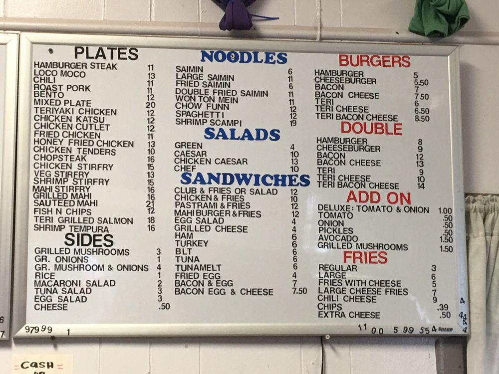 Menu at Blue Ginger Cafe, Lanai City