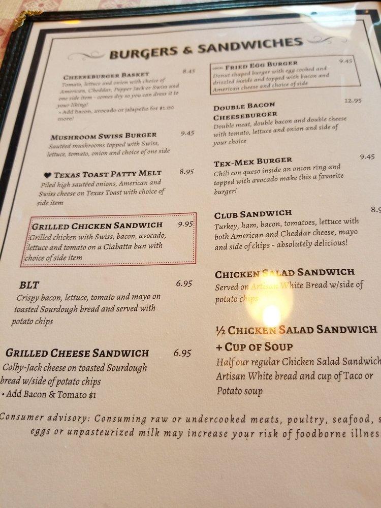 Menu at Brown House Cafe, Woodway, Jordan Ln