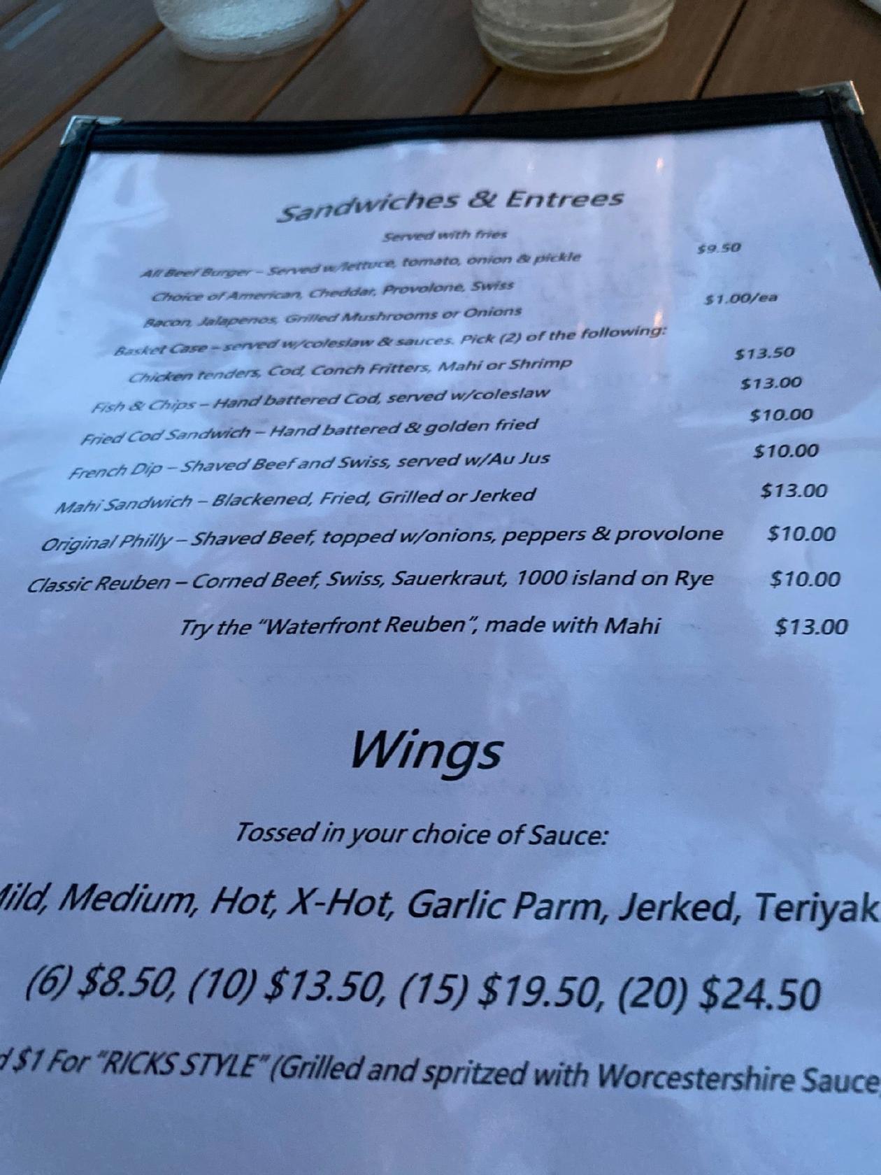 Menu at Pineda Inn Bar & Grill, Melbourne, US-1