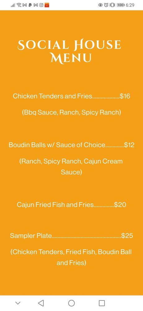 Menu at Social House pub & bar, Houston
