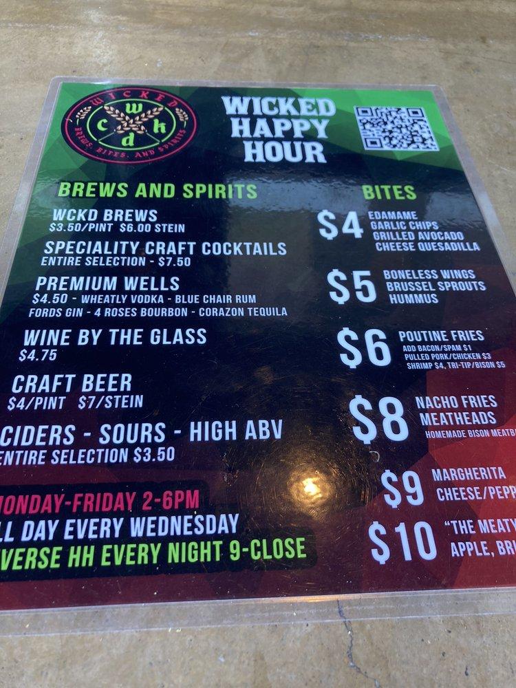 Menu at Wicked Brews, Bites & Spirits pub & bar, Phoenix