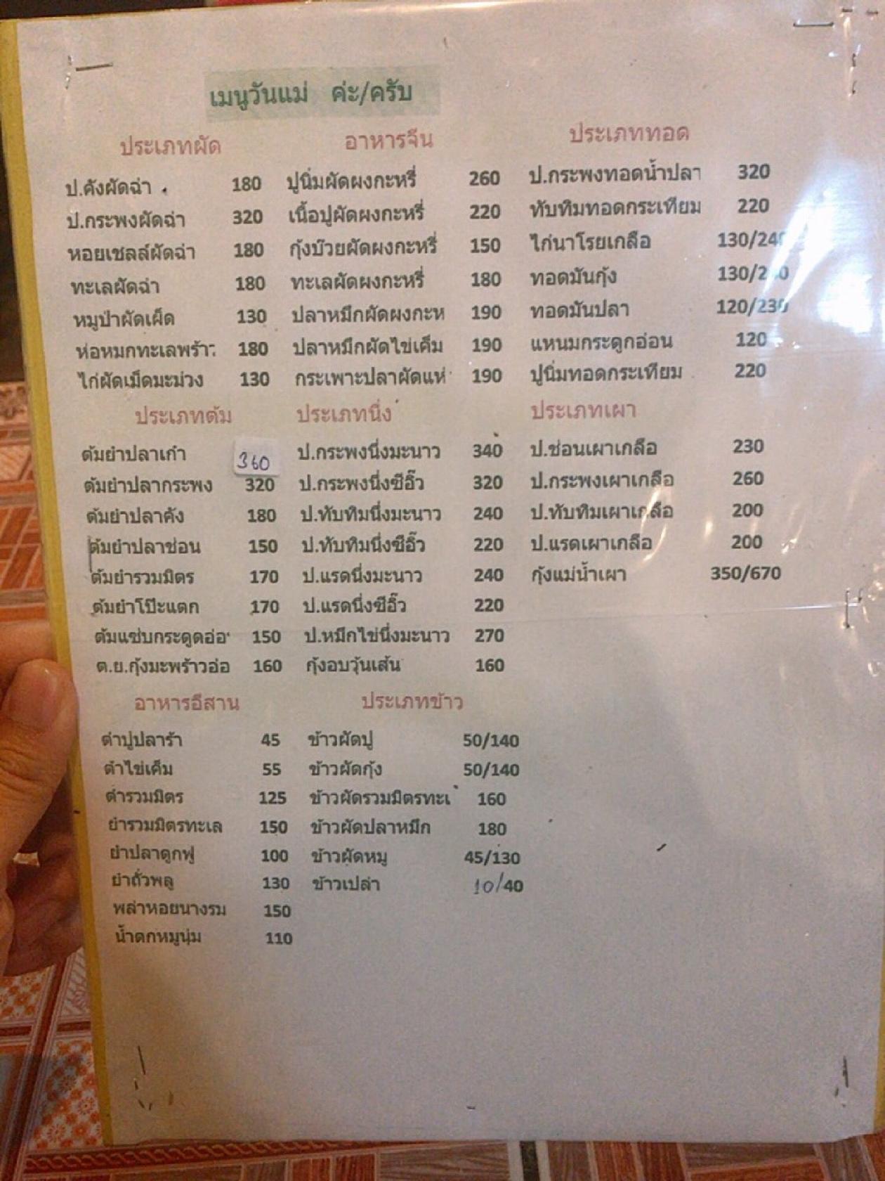 Carta del restaurante ย่าง เผา เตา ดิน, Rai Khing
