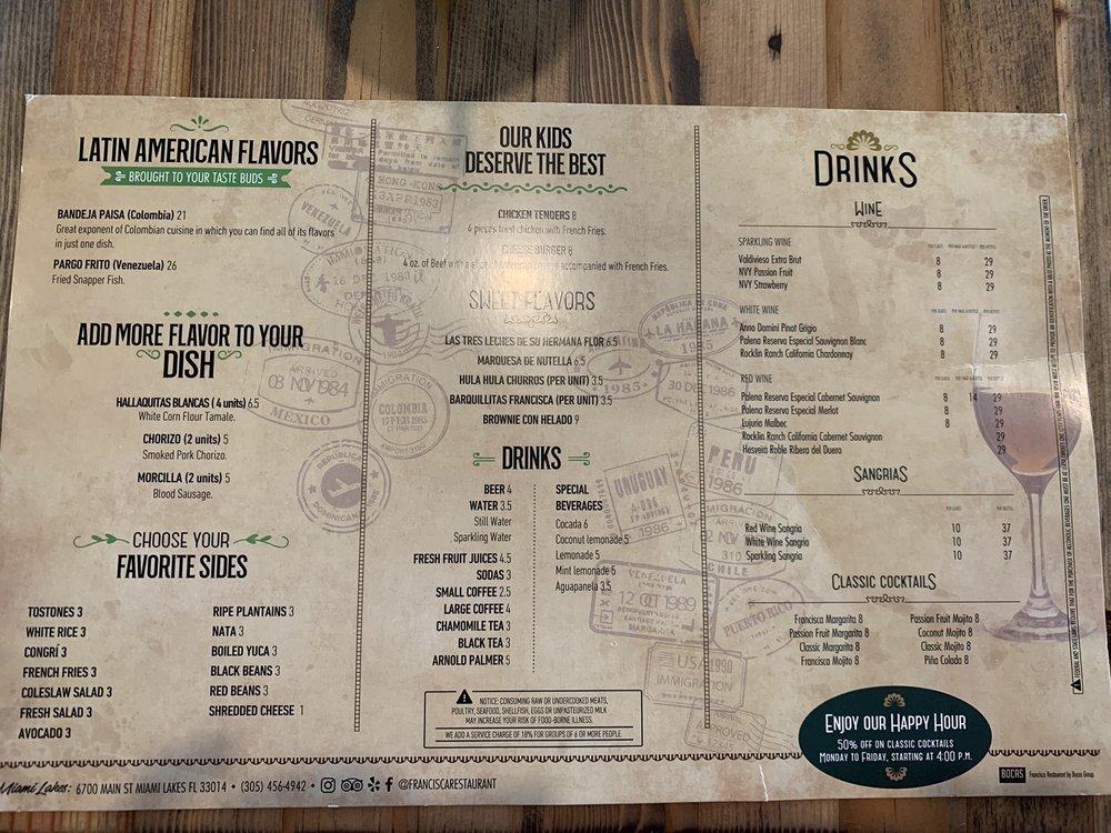 Menu at Francisca Charcoal Chicken & Meats (Miami Lakes) restaurant ...