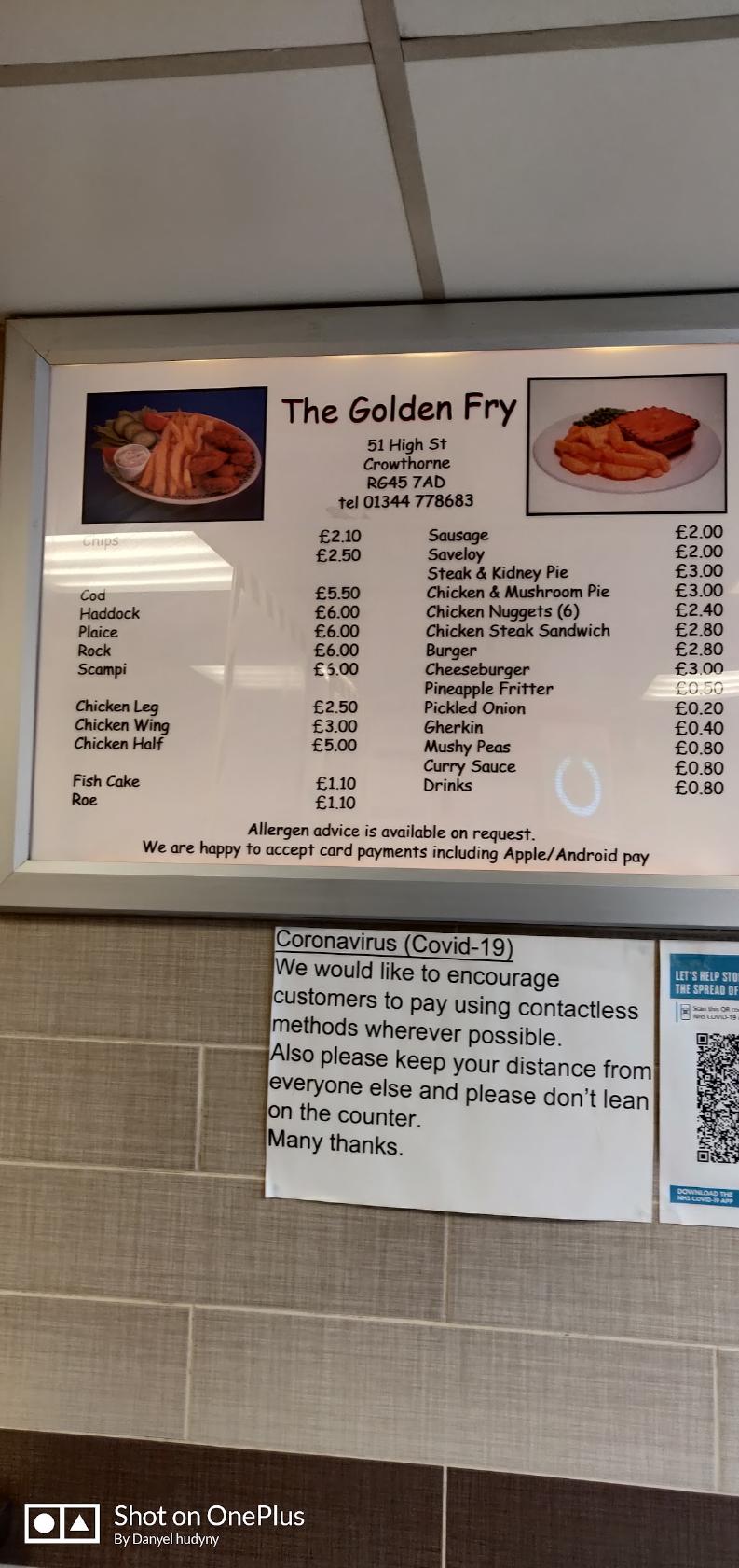 Menu at Golden Fry fast food, Crowthorne, 51 High St