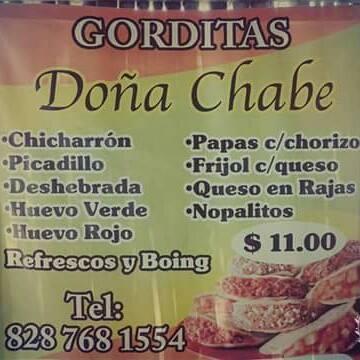 Carta del restaurante Gorditas Doña Chabe San Juan, Mexico