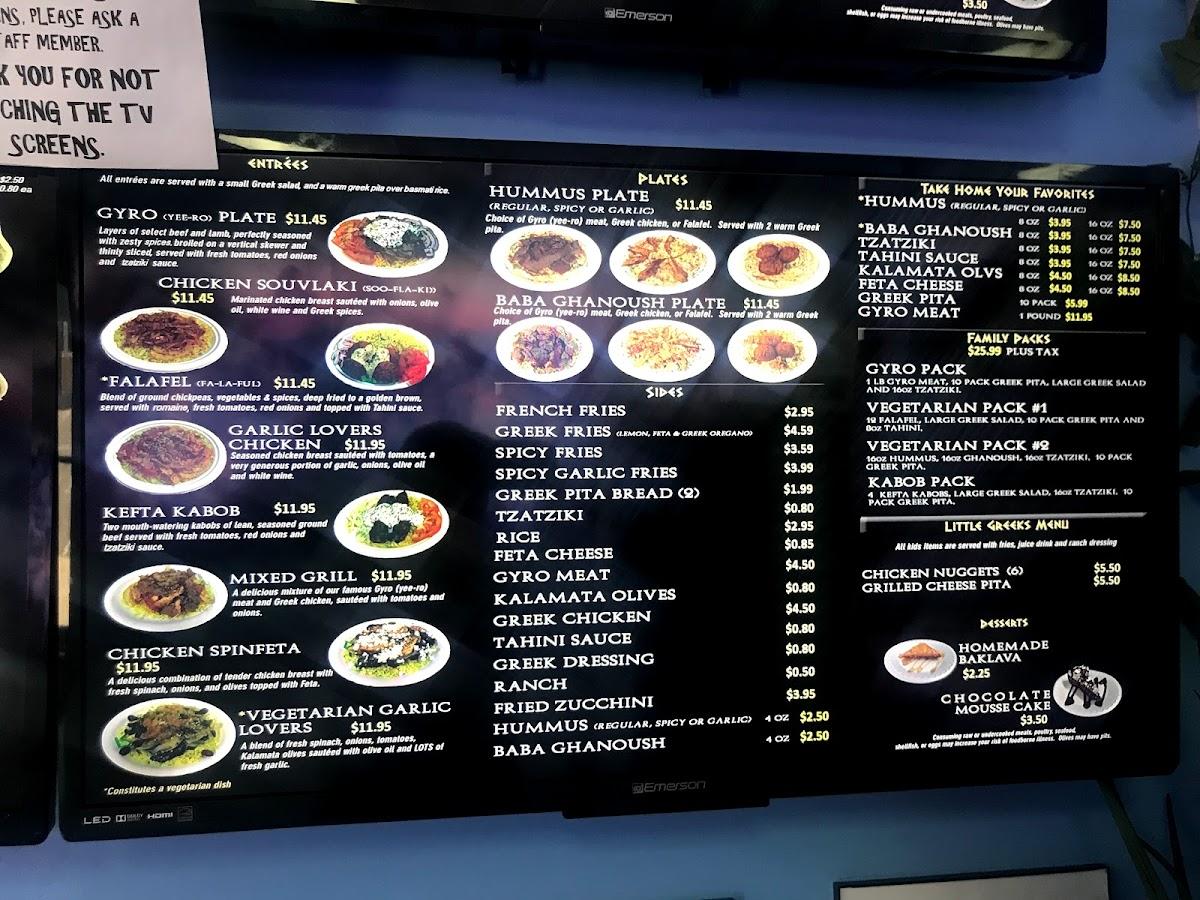 Menu at Greek Out Take-Out restaurant, Prescott Valley