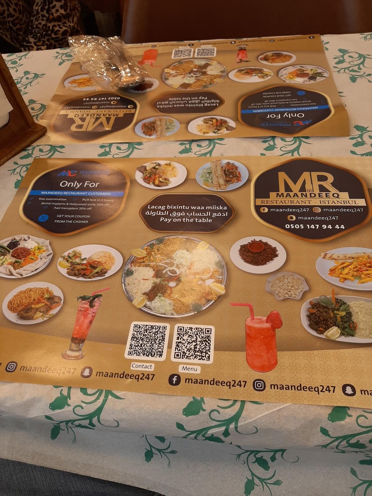 Menu at Maandeeq Restaurant-Istanbul, Turkey