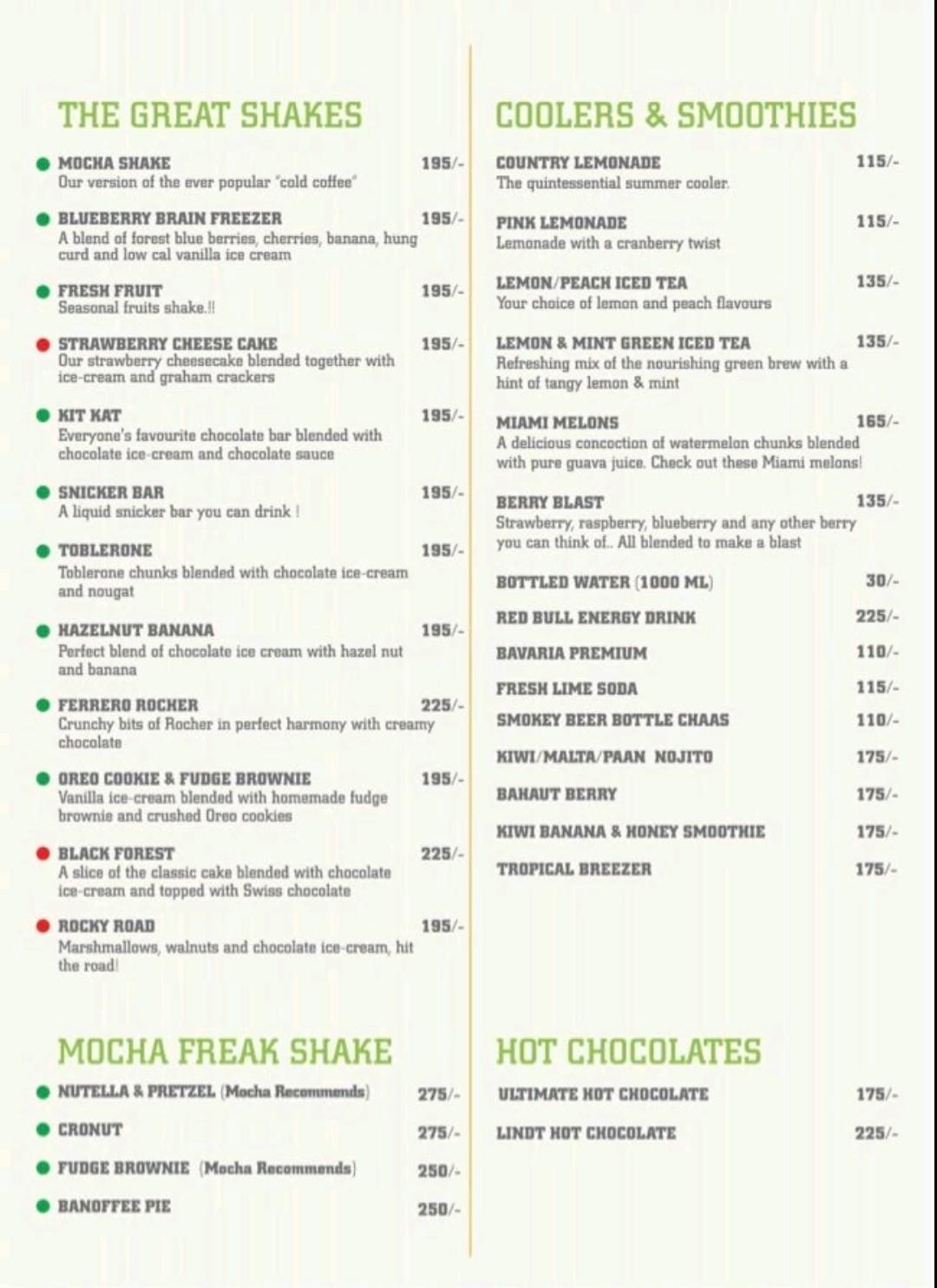 Menu at Cafe Mocha, Ahmedabad, 10