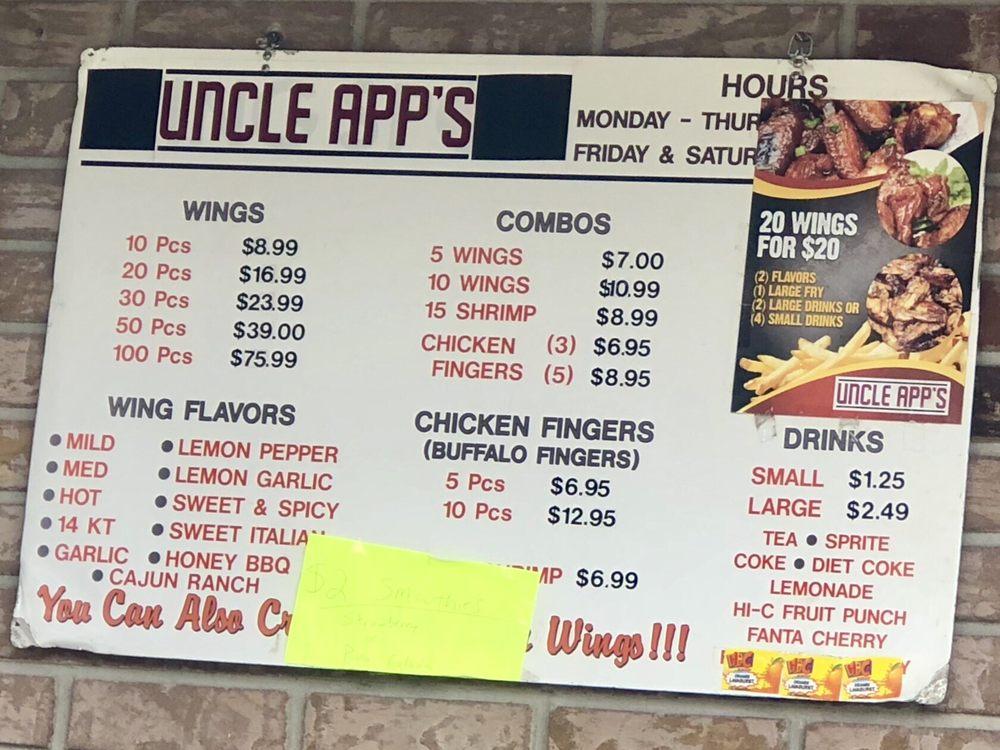 Menu at Uncle Apps restaurant, Lakeland