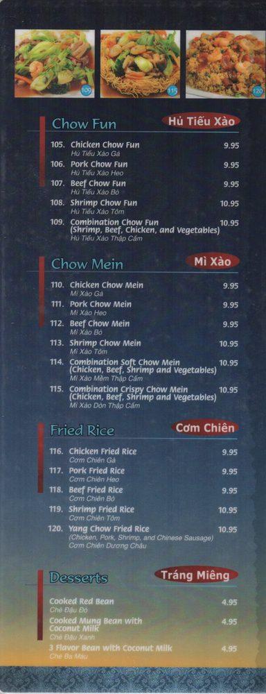 Menu at Blue Lotus Vietnamese Cuisine restaurant, Carson, Main St