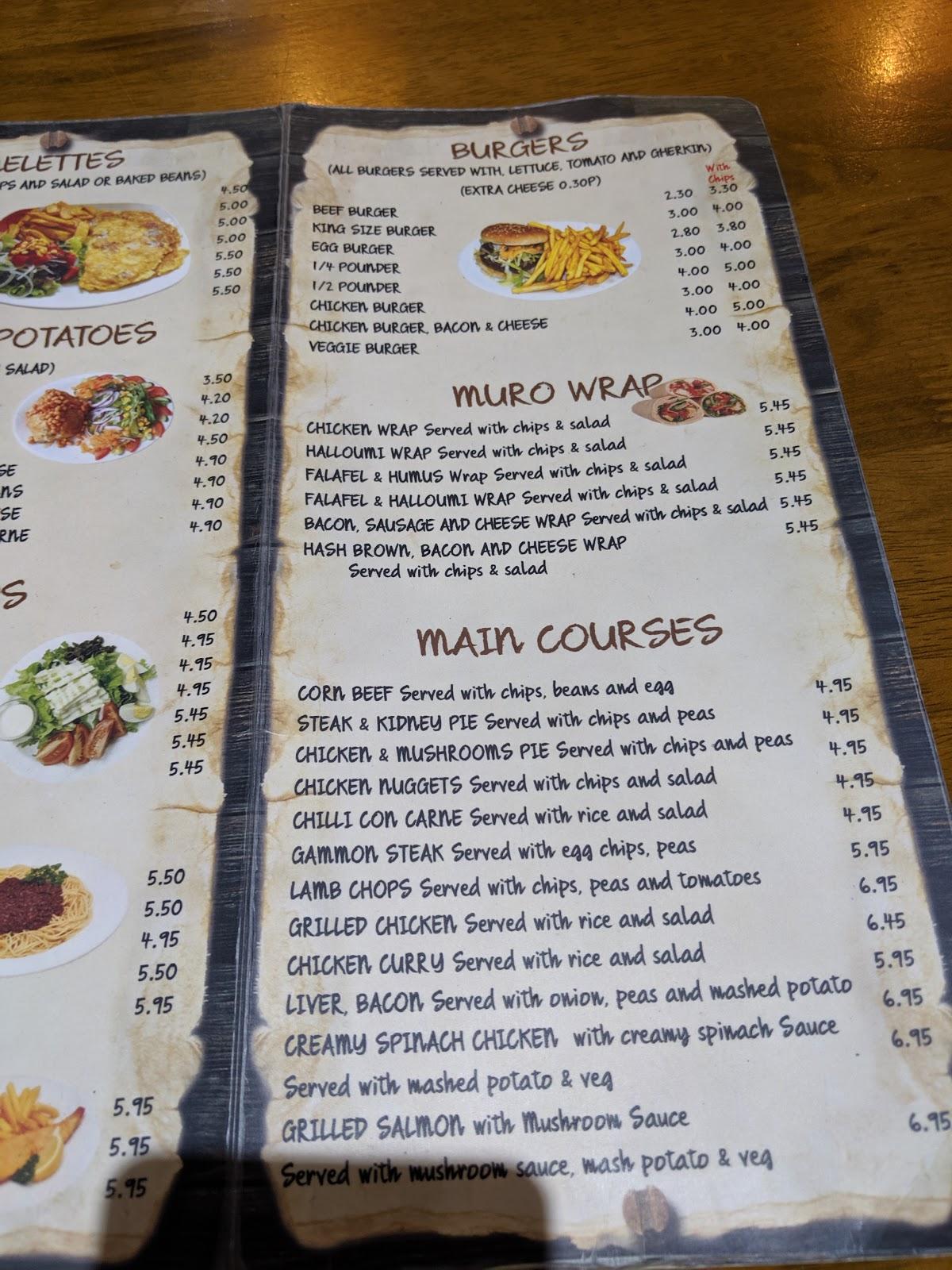 Menu at Cafe Muro, Brentwood