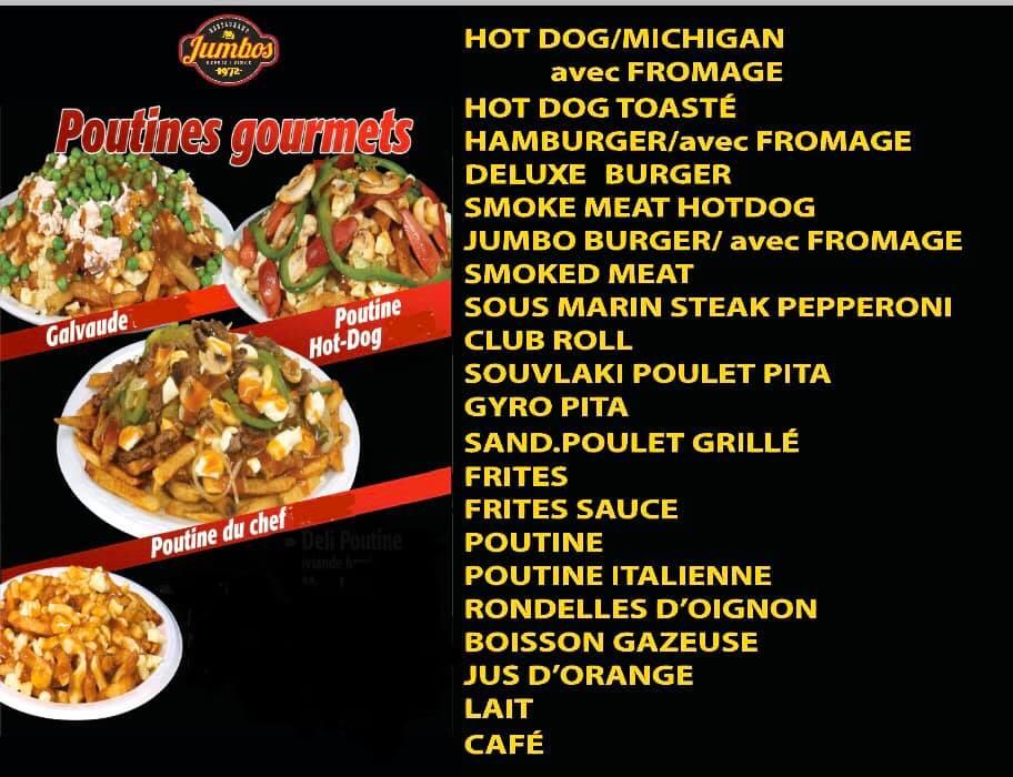 Menu at Jumbo Restaurant, Montréal