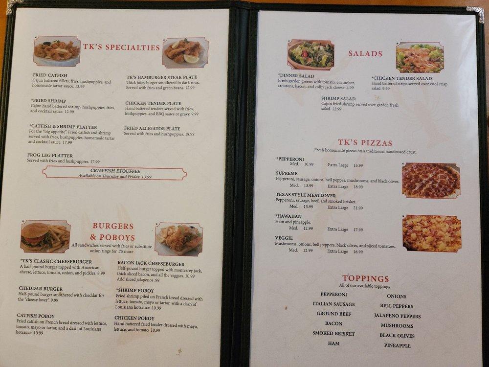 Menu at TK'S Pizza & Burgers pizzeria, Karnes City