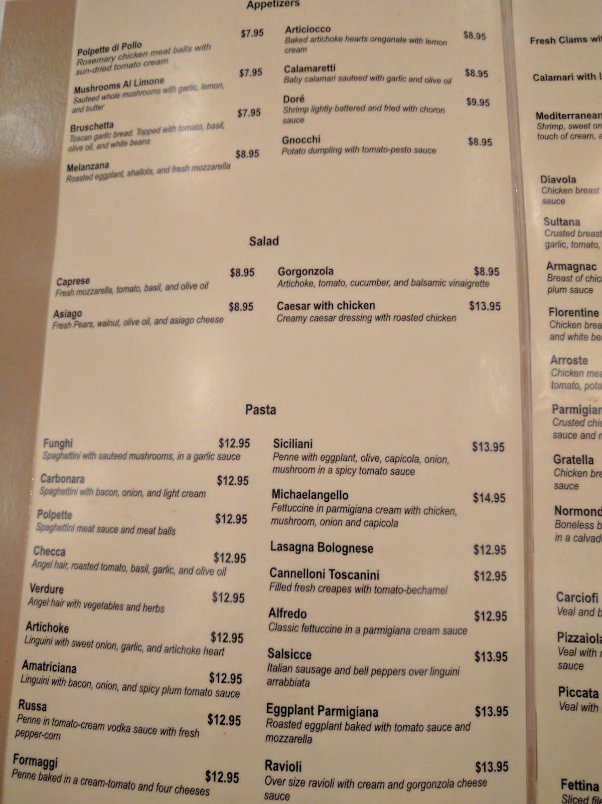 Menu at Caffe Gazelle restaurant, Huntington Beach