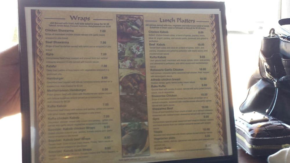 Menu at Casablanca Greek Mediterranean Cuisine restaurant, Fort Worth