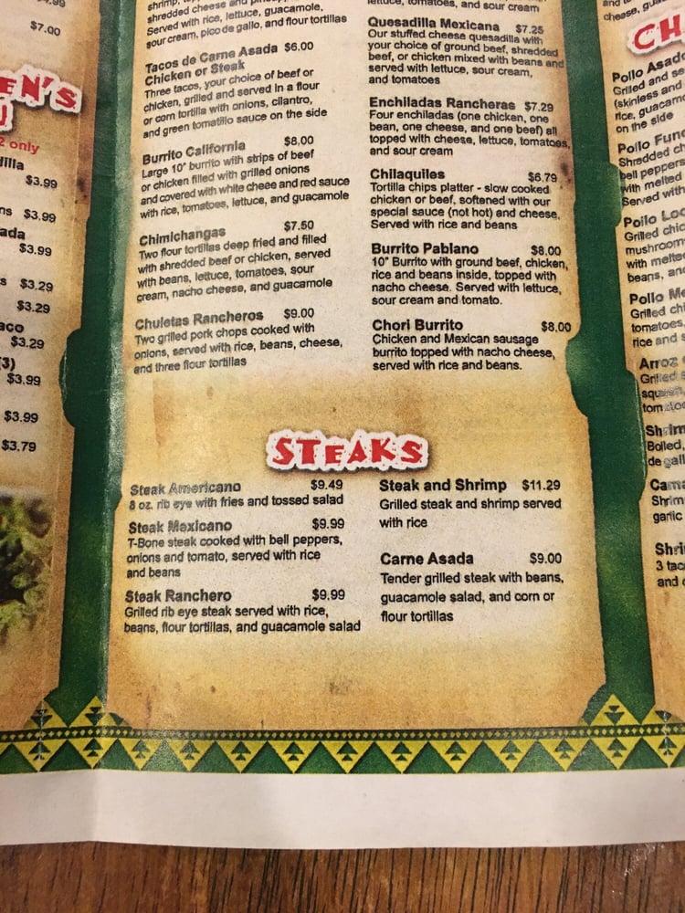 Menu at El Poblano Mexican Restaurant, Lake Murray of Richland