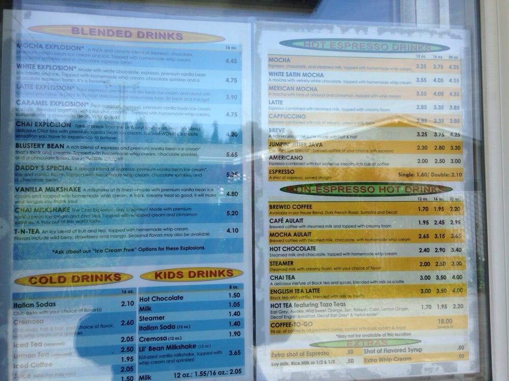 Menu at Jitter Bean Coffee Co cafe, Fortuna