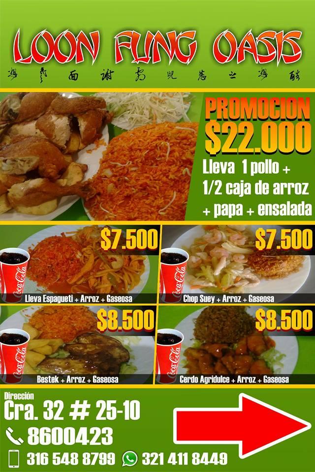 Menu at LOON FUNG OASIS restaurant, Neiva