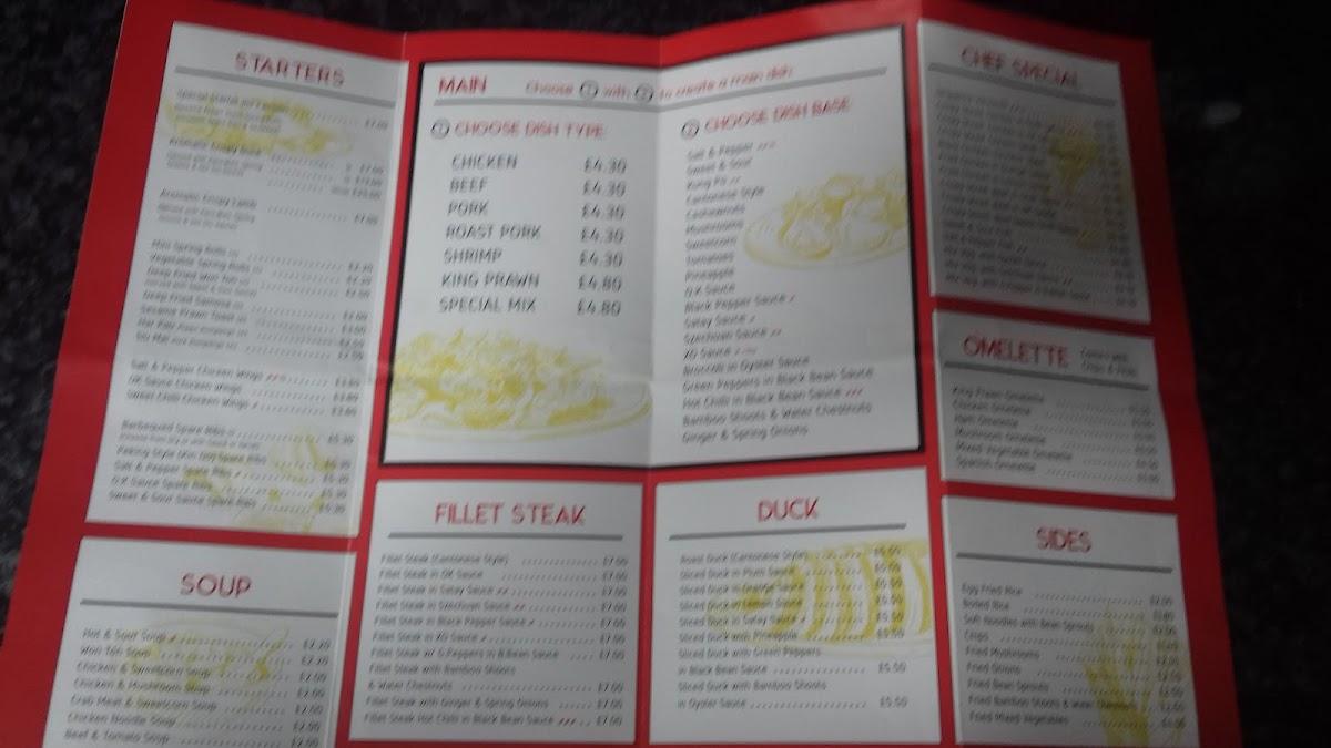 Menu at Wing Lee (Middleton) restaurant, Manchester, 55 Mount Rd
