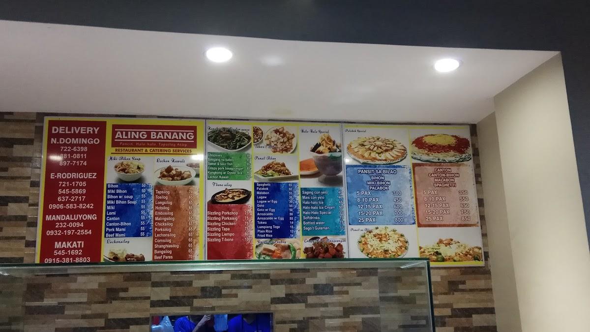 Menu at Aling Banang's E. Rodriguez restaurant, Quezon City, 284 Doña ...