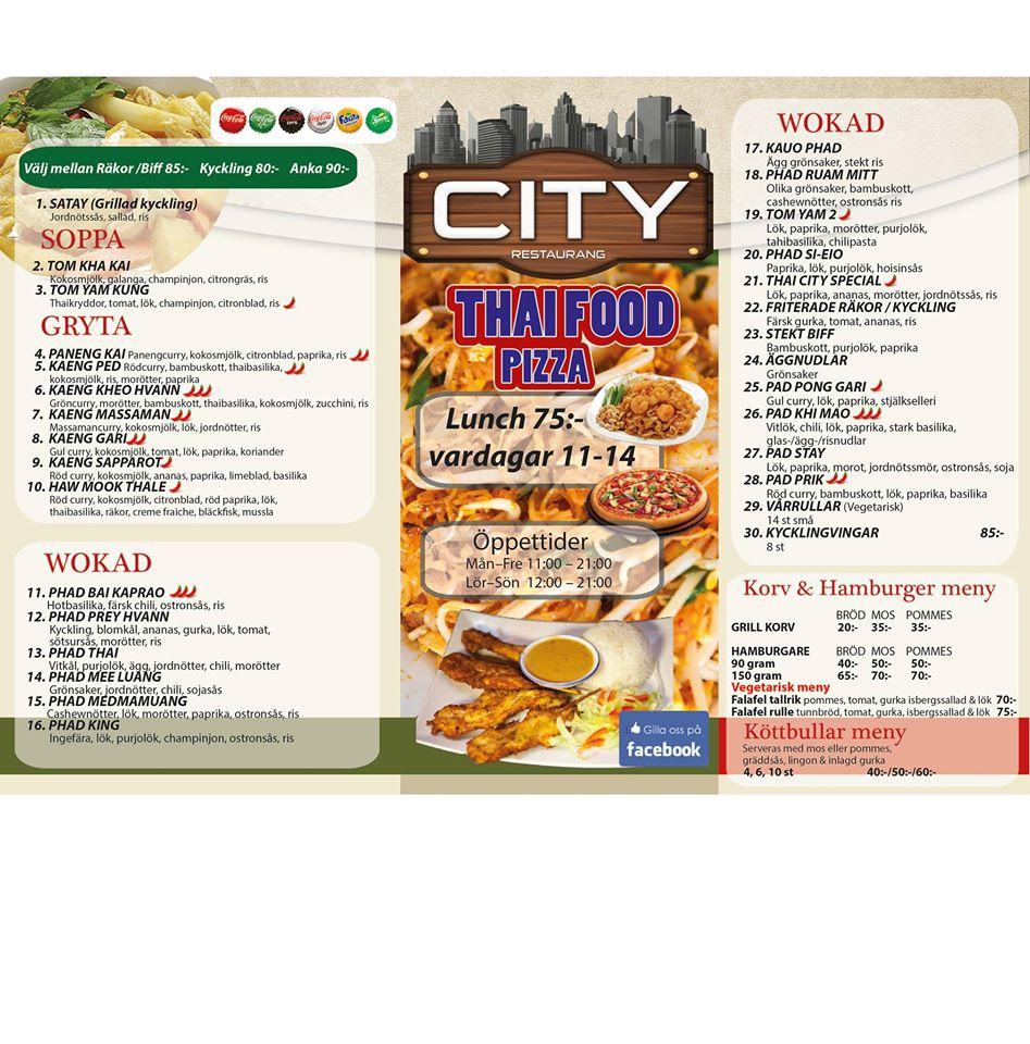 Menu at City Restaurang restaurant, Sweden
