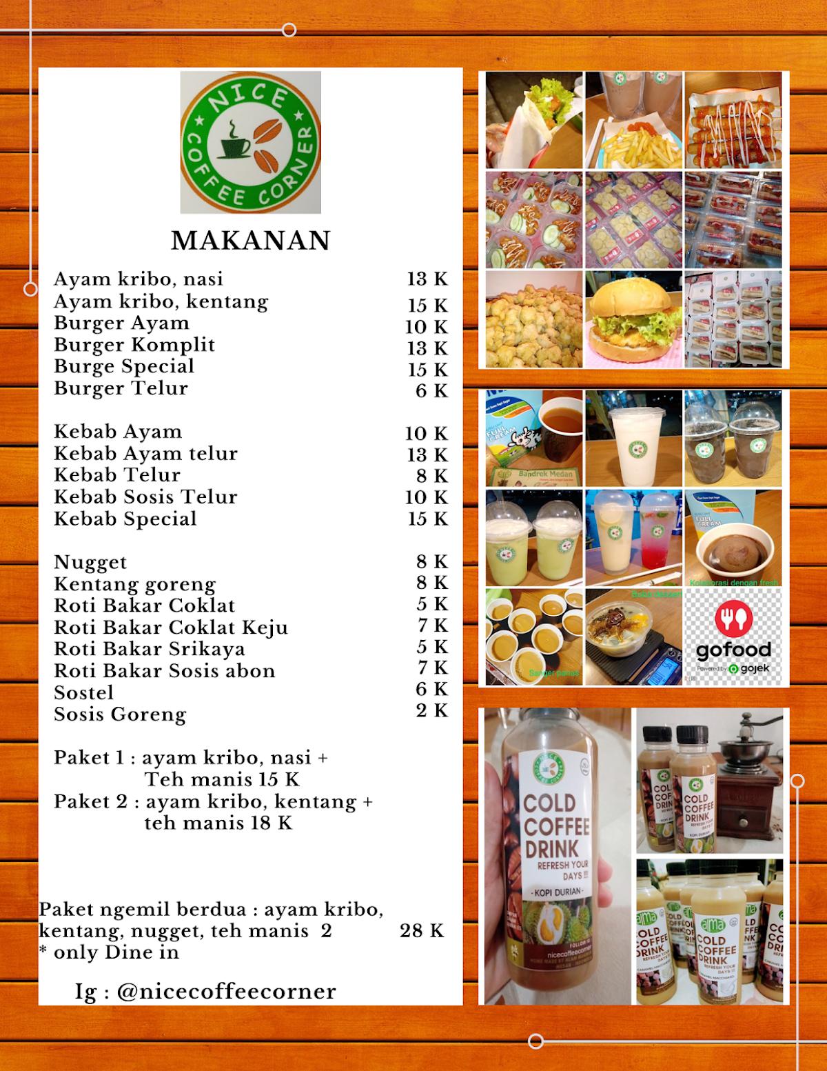 Menu at Nice coffee corner cafe, Medan