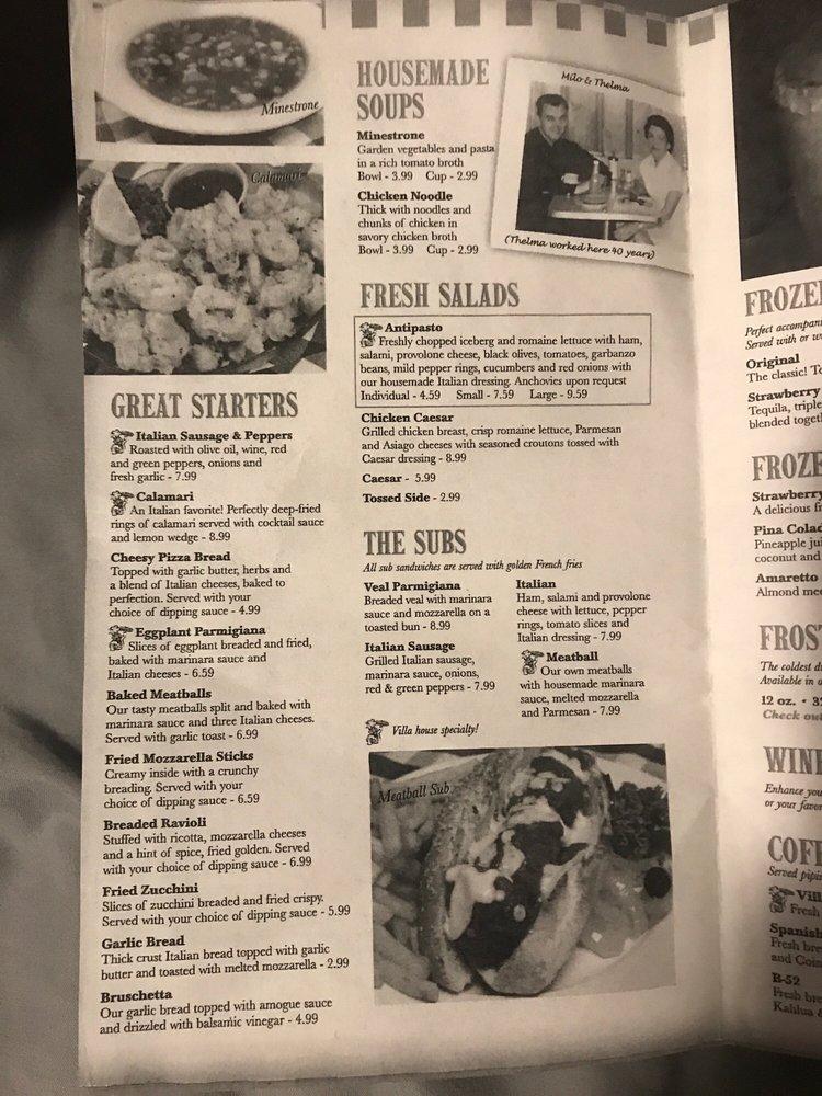 Menu at Villa Restaurant and Pizzeria, Eastpointe